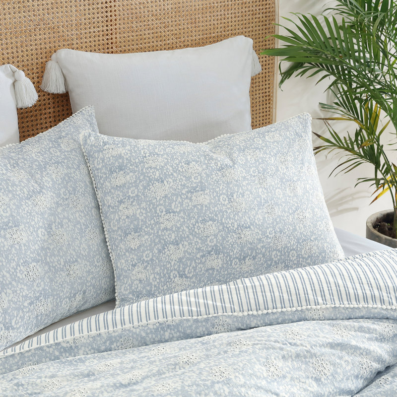 Peri Home Ikat Eyelet 3-Pc. Comforter Set, King - Blue