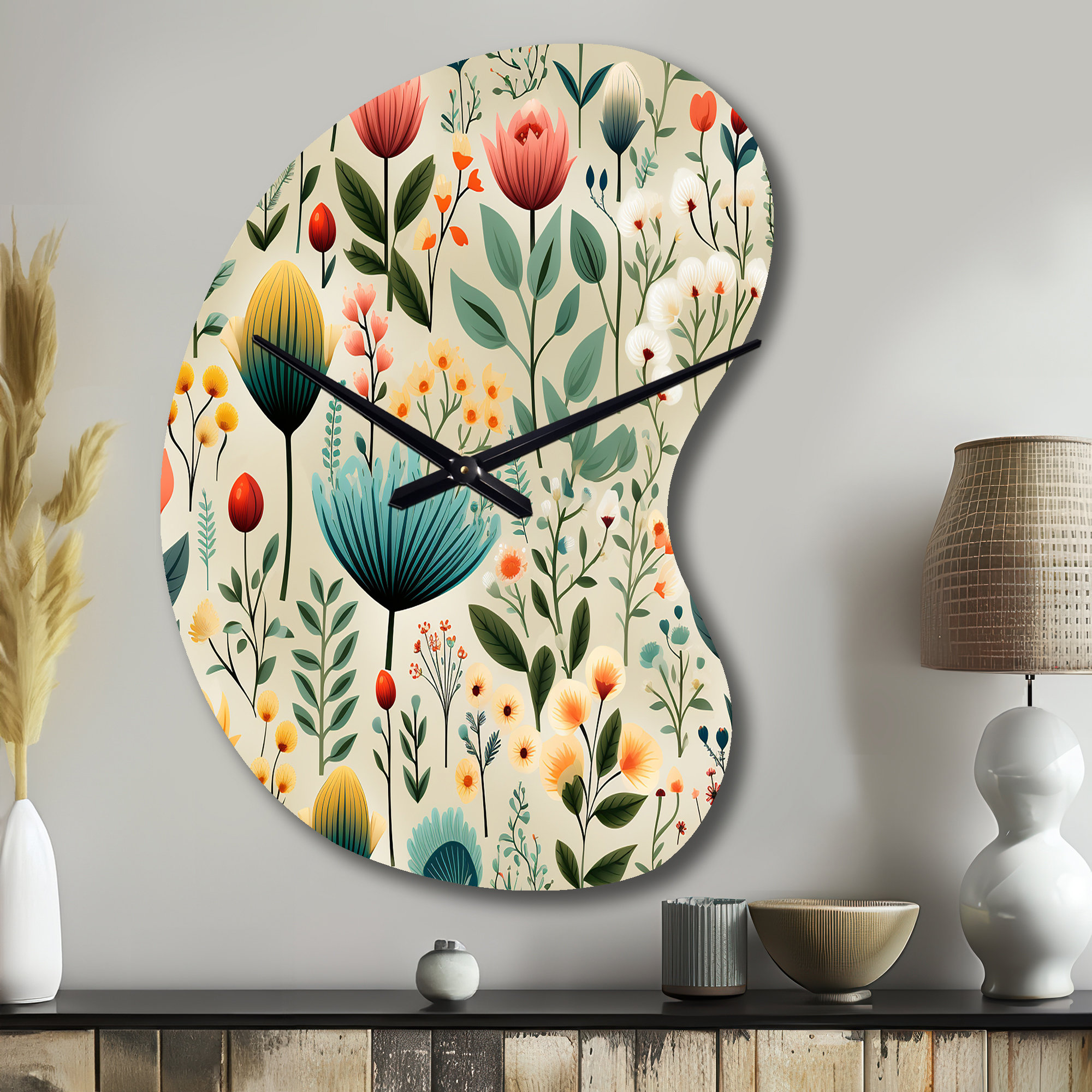 Design Art Gardens - Boom Shape Multi-Color Wall Clock Sculpture | Wayfair