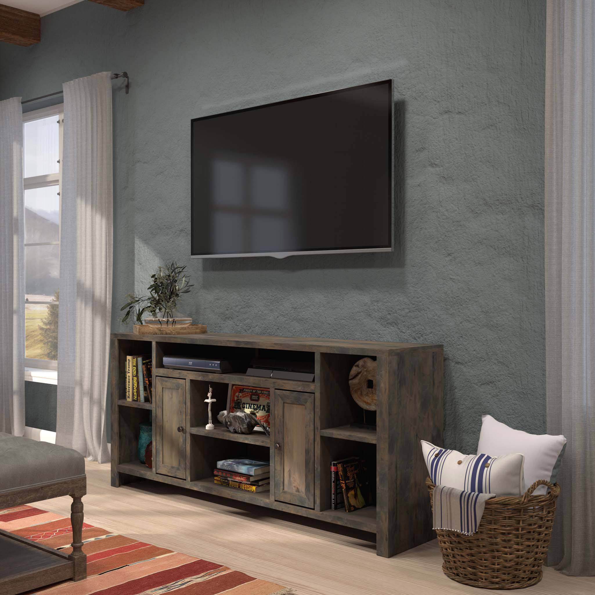 Rosalind Wheeler Joshua Creek 64 inch TV Stand Console for TVs up to 70 ...