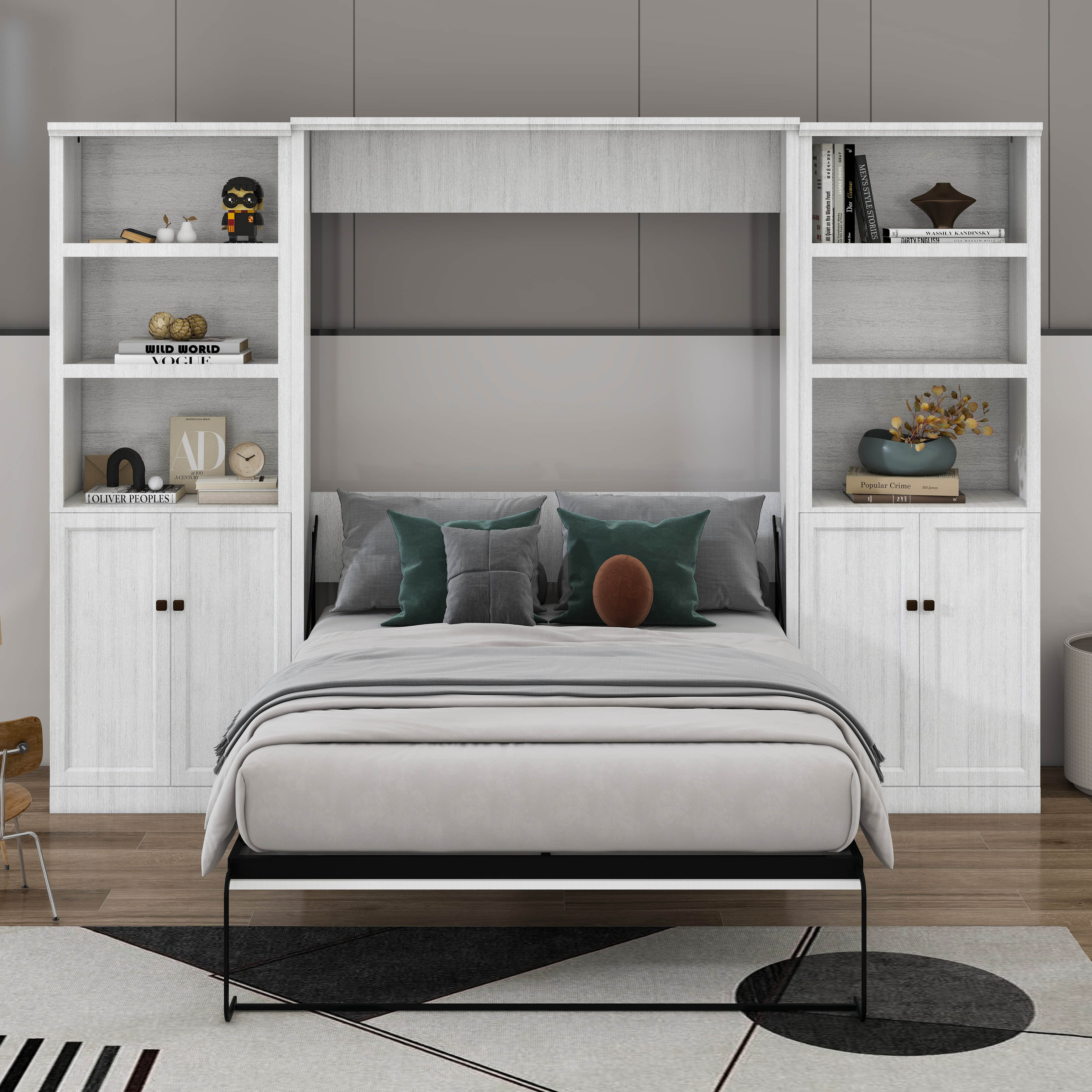 Kunpeng Full Size Half Self-Close And Open Murphy Bed With 2 Side ...