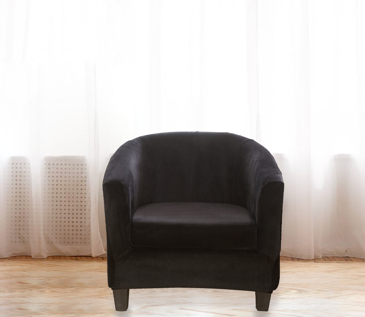 Ebern Designs Devrick Velvet Café Chair Slipcovers With Box Cushion ...