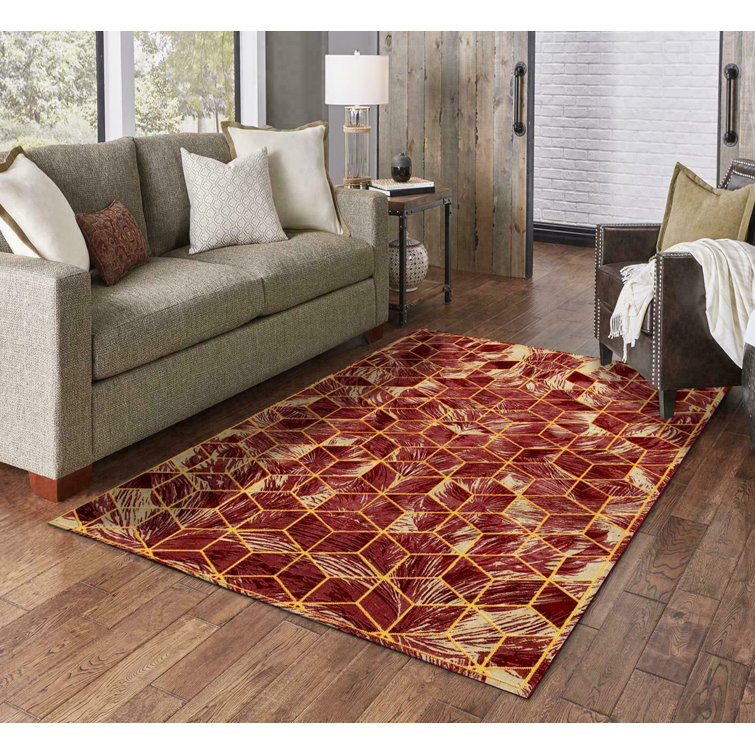 Corrigan Studio Drolet Gold/Red Rug | Wayfair.co.uk