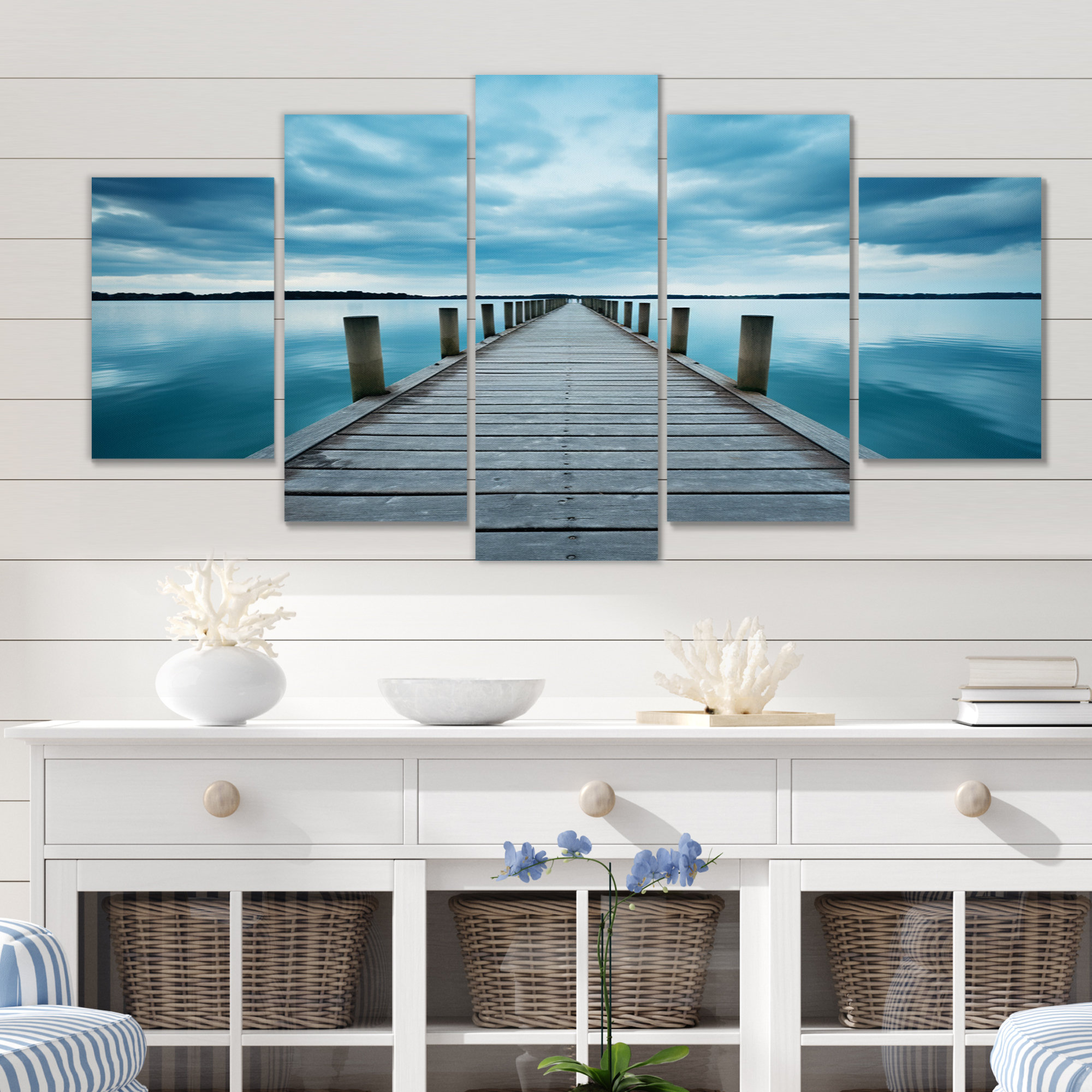 Dovecove Pier Of Tranquility - Coastal Pier Wall Decor - 5 Panels | Wayfair