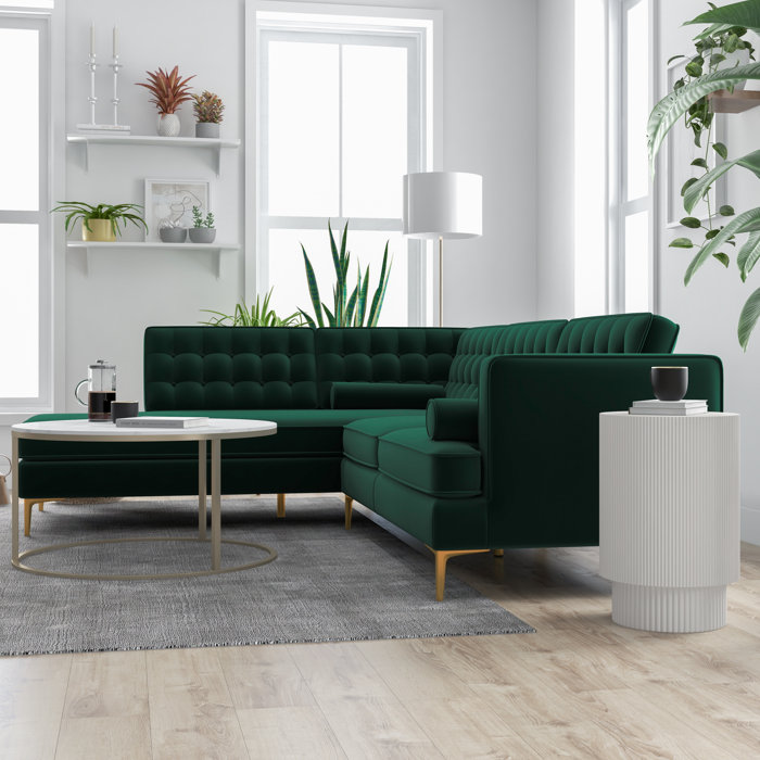 Etta Avenue™ Addilynn 2 - Piece Velvet Sectional & Reviews | Wayfair