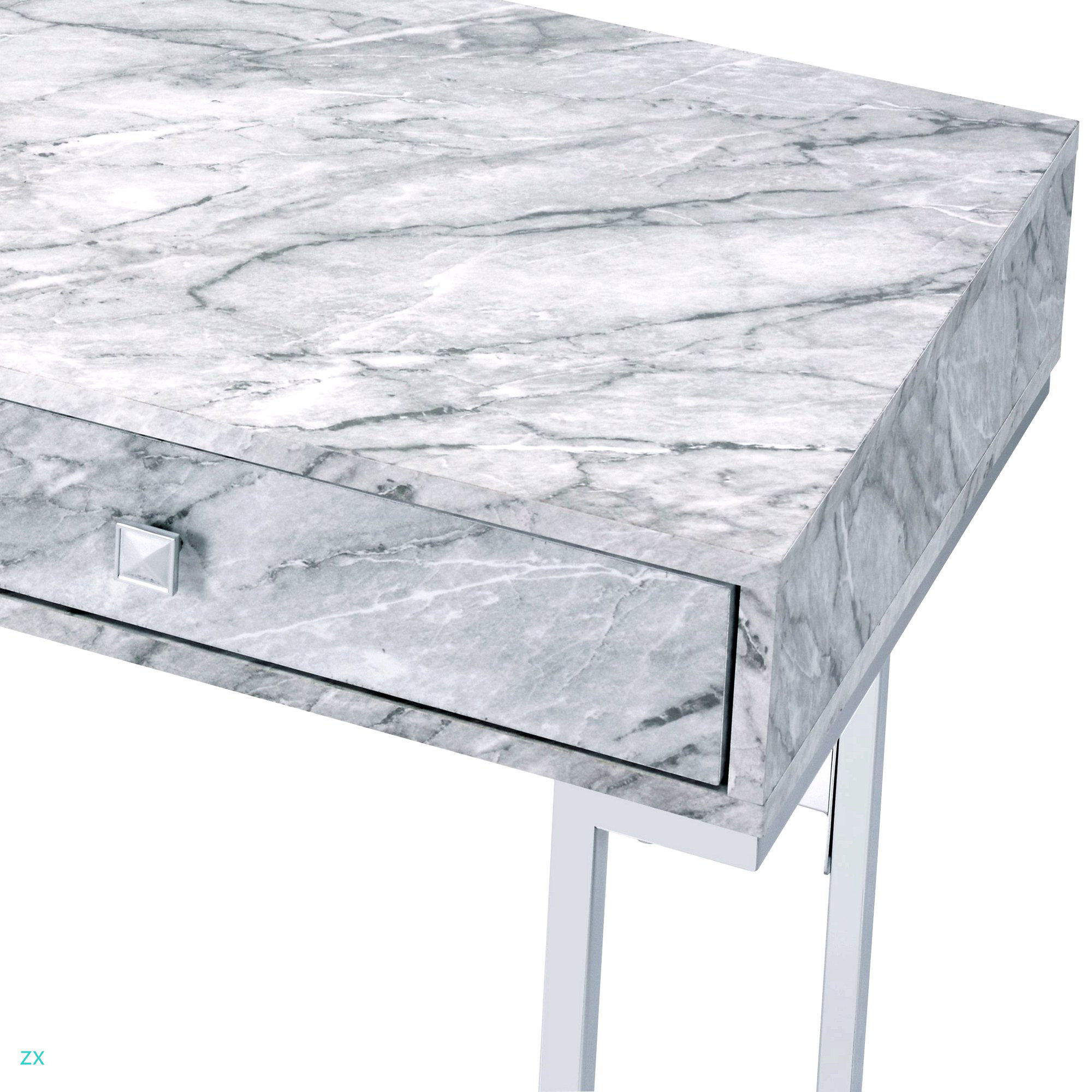 Ivy Bronx Tigress Printed Faux Marble Top & Chrome Finish Writing Desk ...