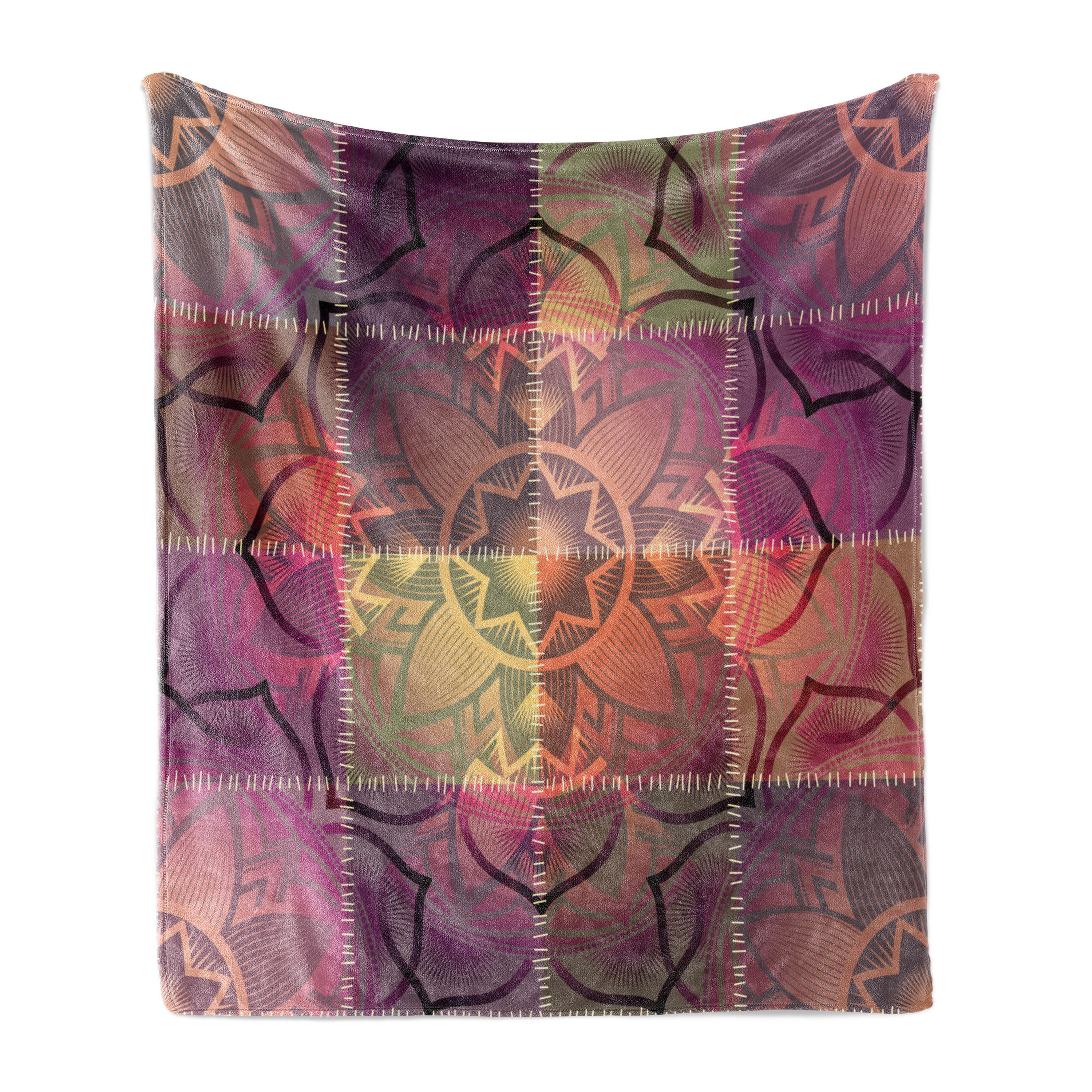 Ambesonne Ethnic Fleece Throw Blanket Modern Mandala Motif Multicolor ...