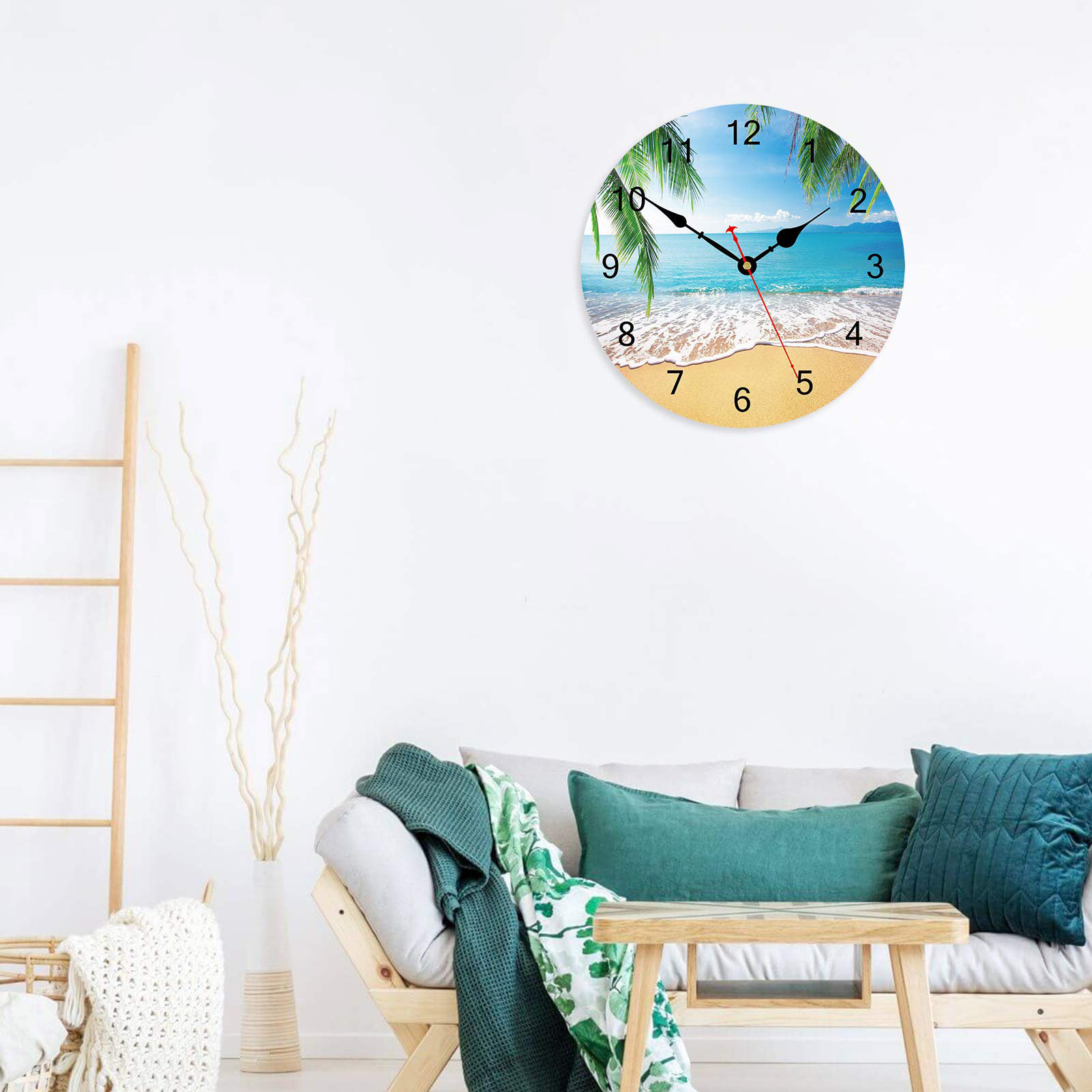 Beachcrest Home™ Wall Clock Tropical Hawaiian Seashore Clocks, Silent ...