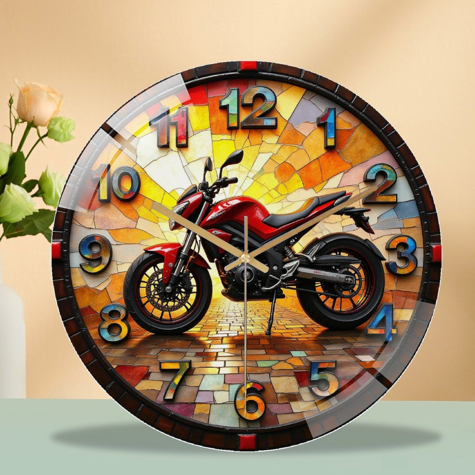 Wrought Studio™ Motorcycle Wall Clock Unique Decorative Design Art - 12 ...