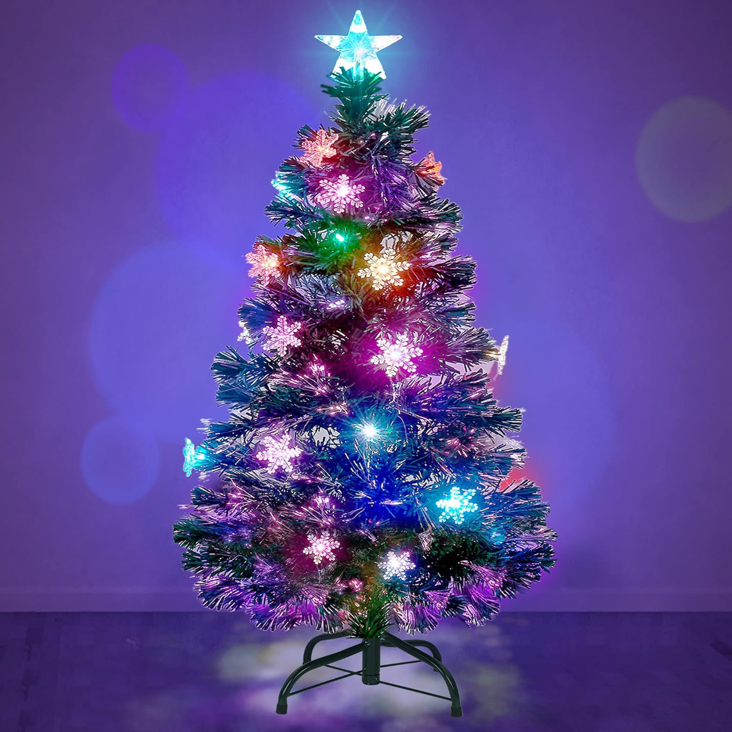 Charlton Home® Artificial Christmas Tree, Pre-Lit Optical Fiber Xmas ...