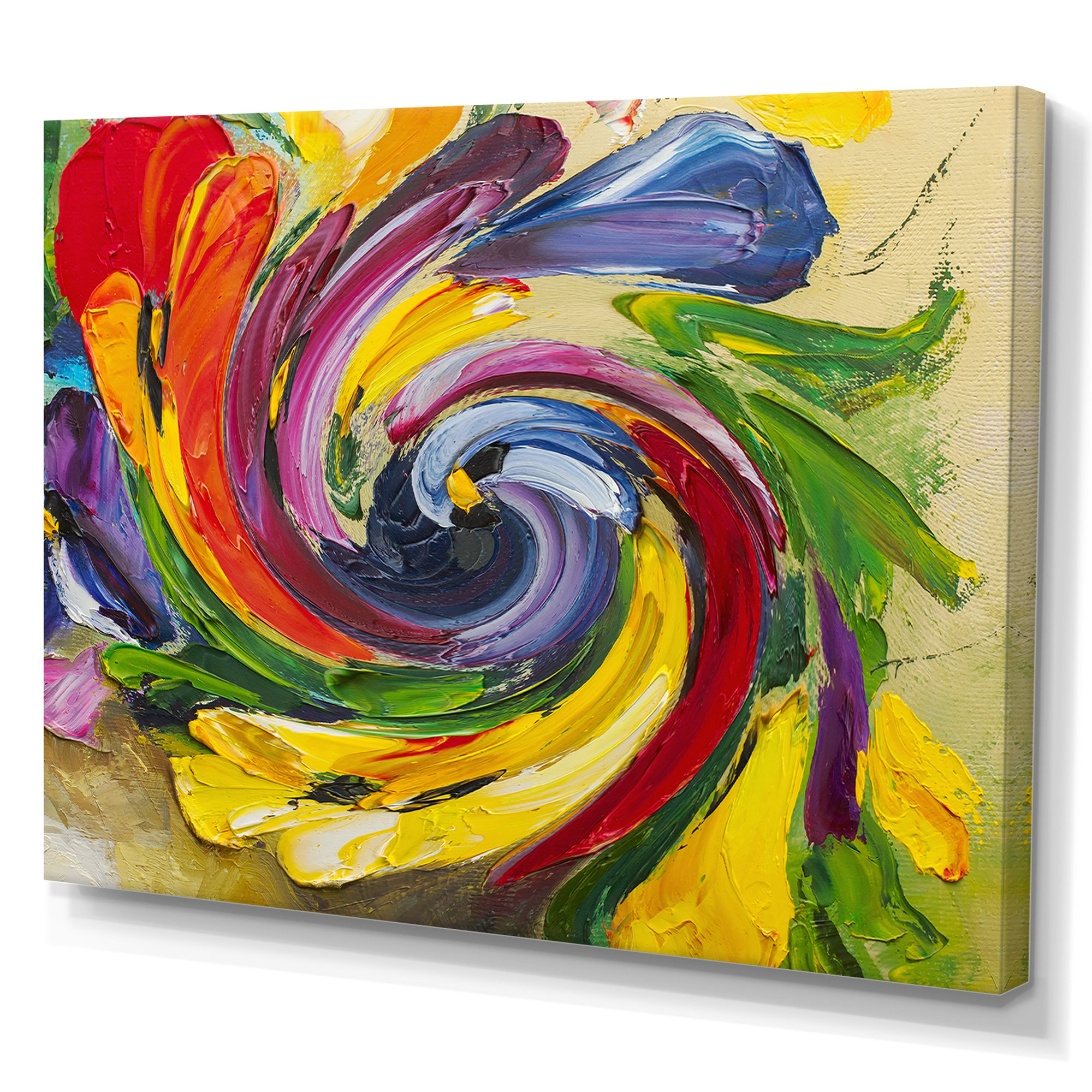 Wrought Studio™ Colorful Spiral Flower - Floater Frame Print on Canvas ...
