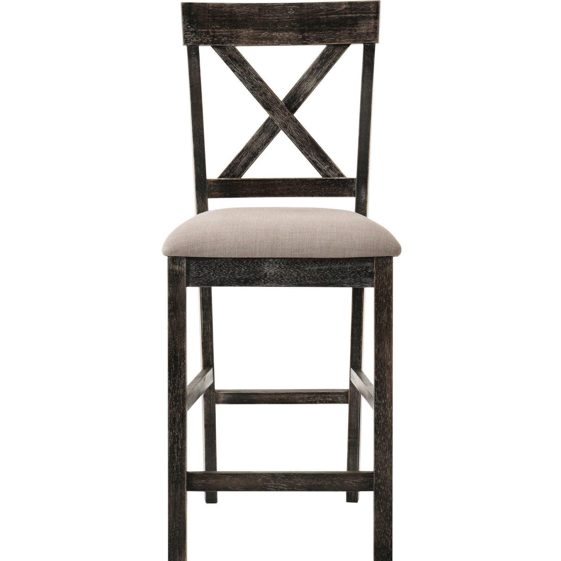 One Allium Way® Counter Height Chair (2), Tan Linen Upholstered, Cross ...