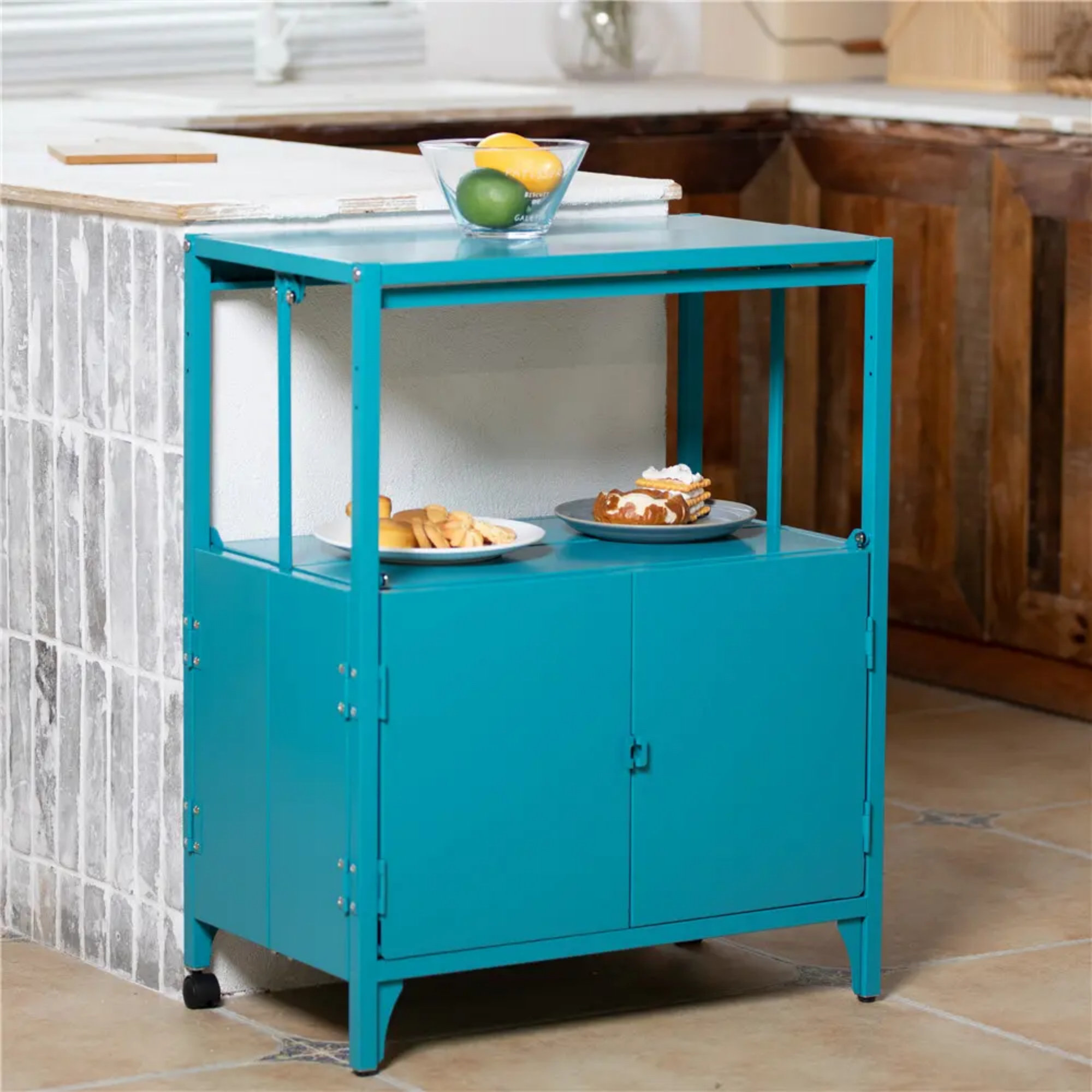 Ebern Designs Folding Cabinet Metal Storage Cabinet With Wheels ...