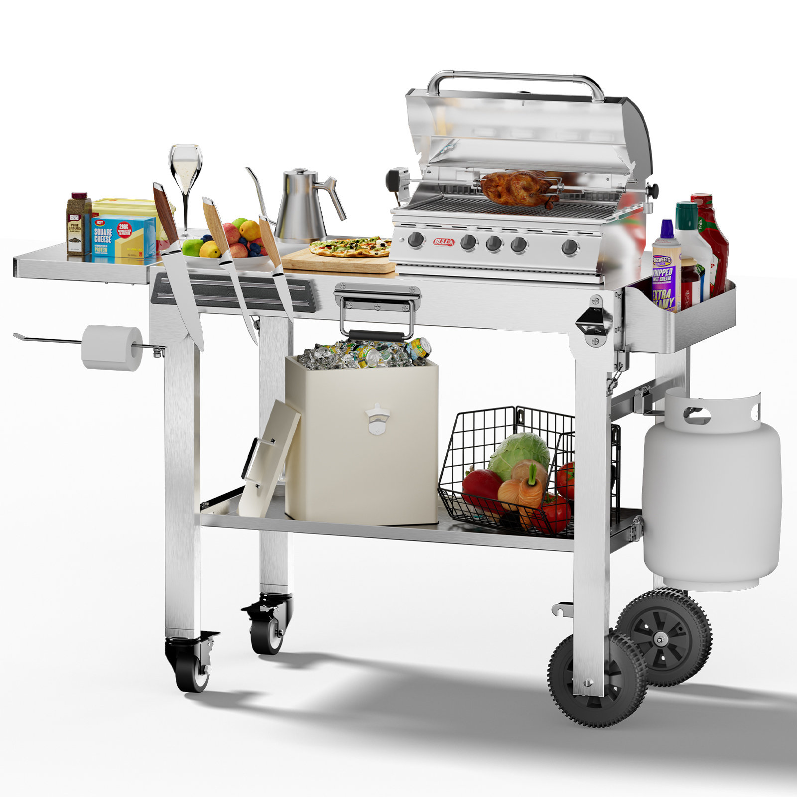 Antarctic Star Chariot à roulettes pliable en acier inoxydable 304 avec ...