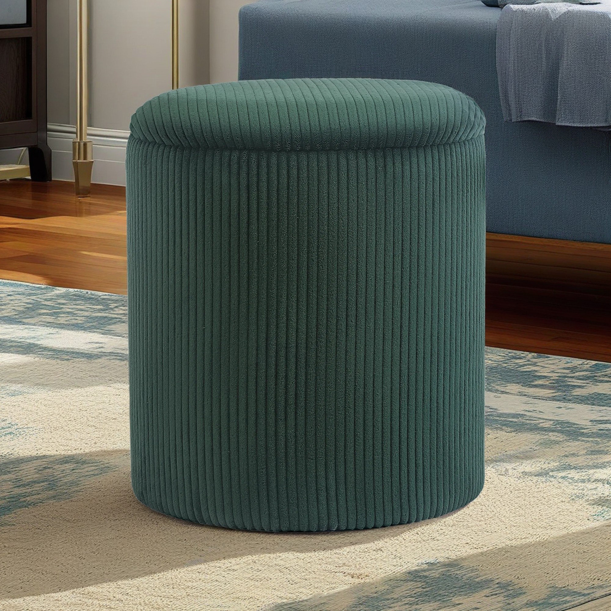 Ebern Designs 16.9 Inches Height Upholstered Round Storage Ottoman ...