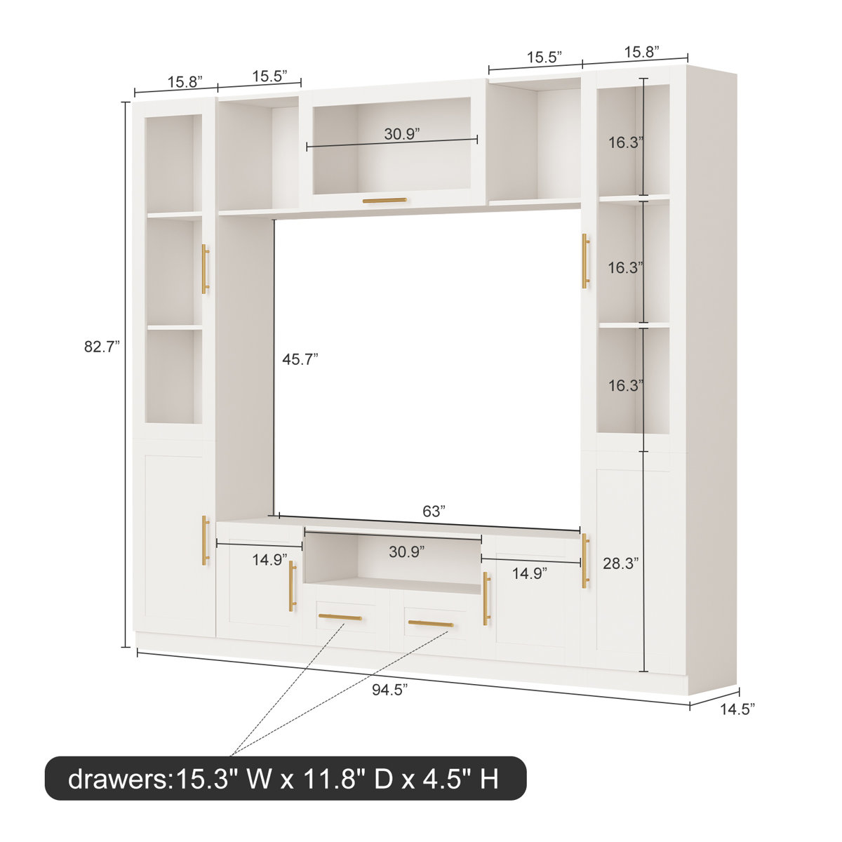 Mercer41 Tarajee Wall Unit Entertainment Centre for living room ...