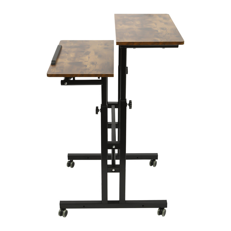 Inbox Zero Laius Adjustable Standing Desk with Wheels Home Office ...