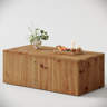 August Grove® 47-Inch Rustic Solid Wood Block Coffee Table, Farmhouse ...