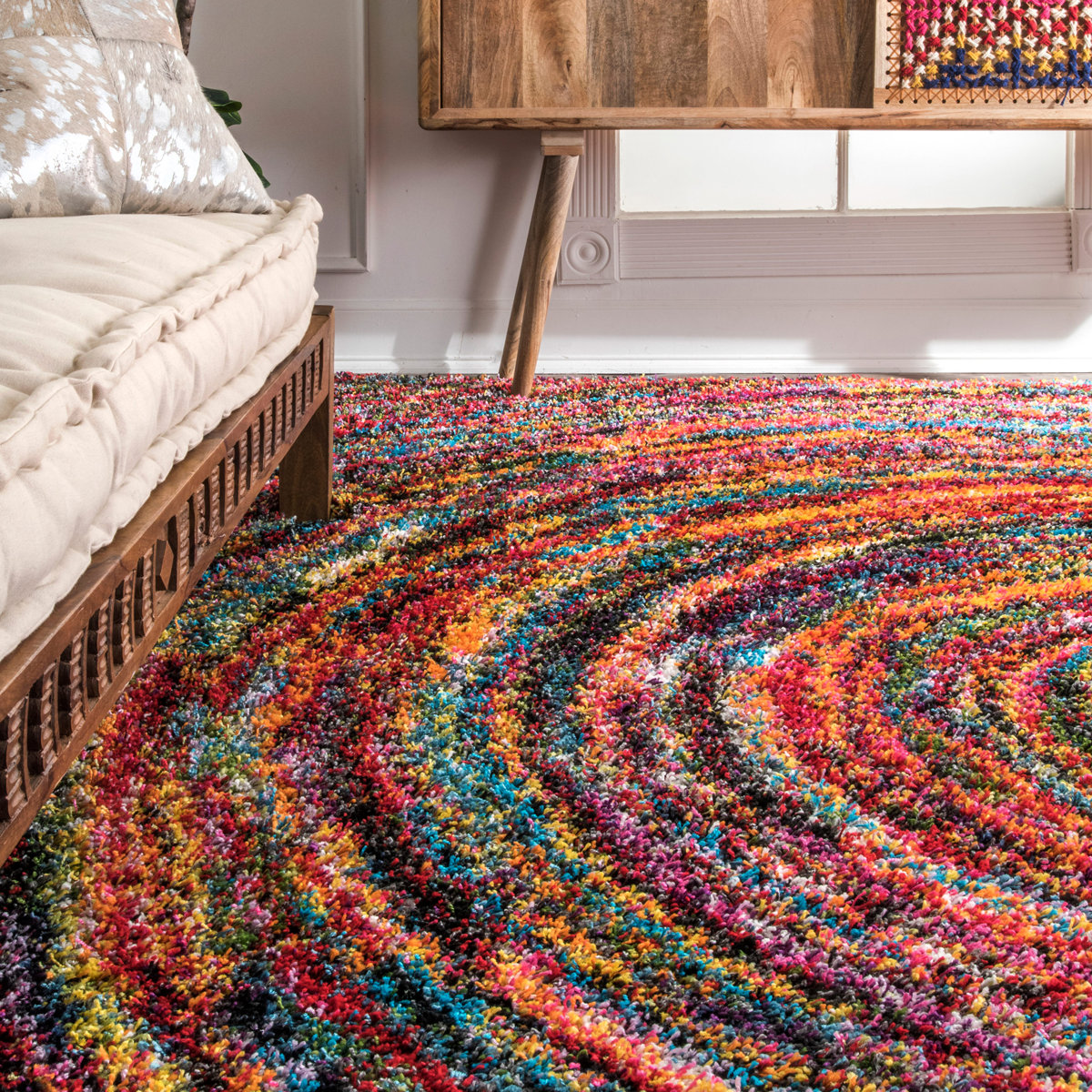 Wade Logan® Padma Blue/Pink/Yellow Rug & Reviews | Wayfair