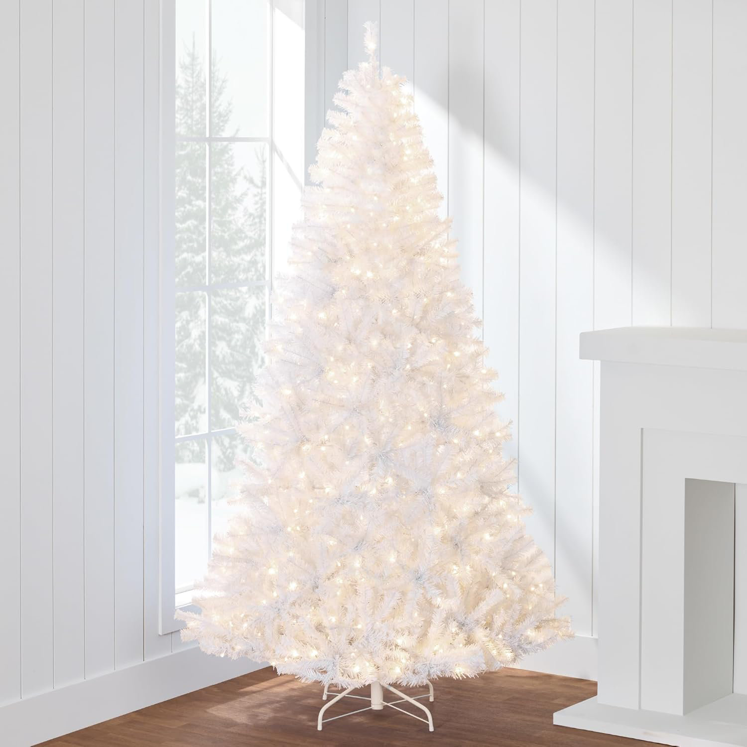 Alcott Hill White Christmas Tree 6ft Pre-Lit Artificial Pine Tree ...