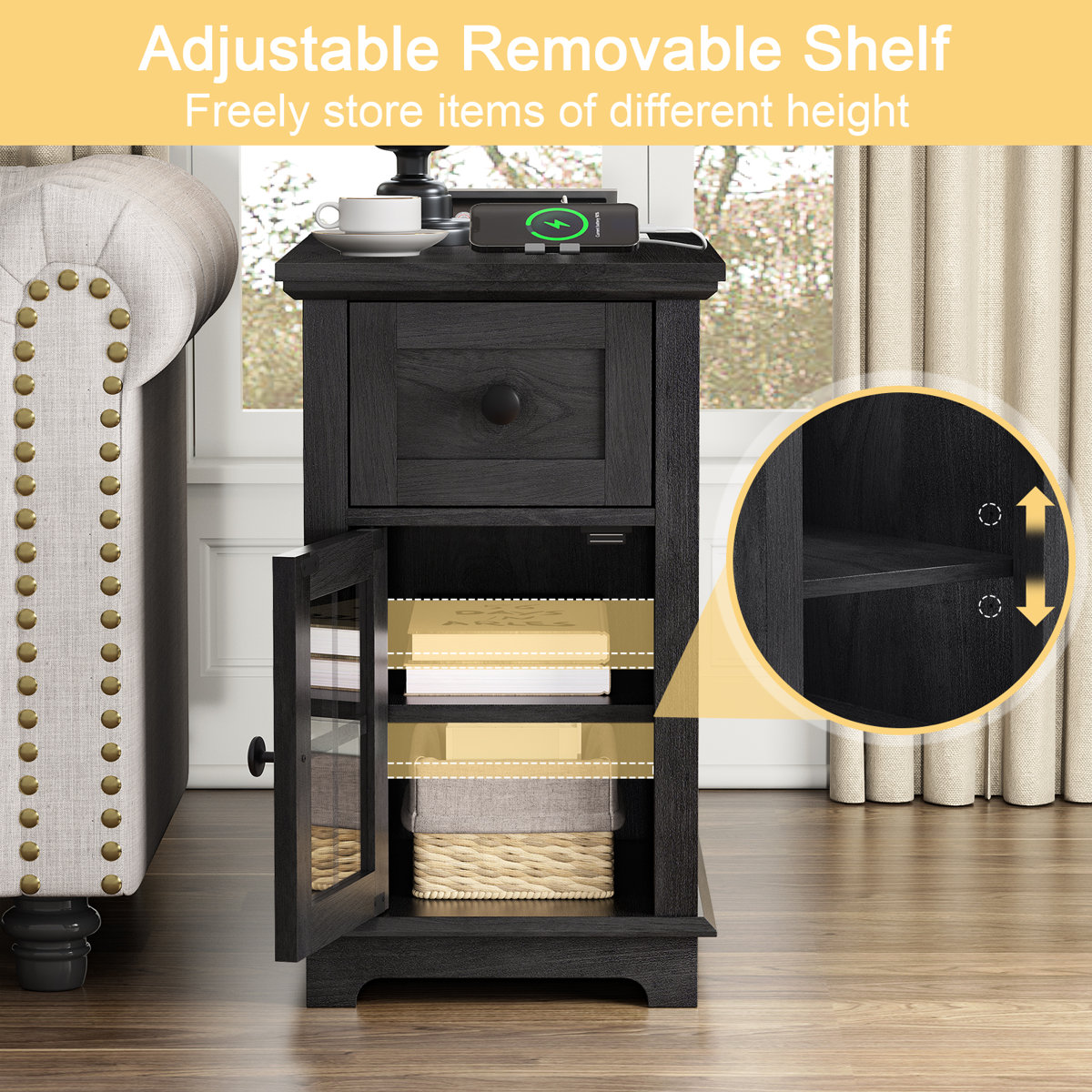 Lark Manor™ Benancia 1 Drawers Nightstands with Storage and Fast ...