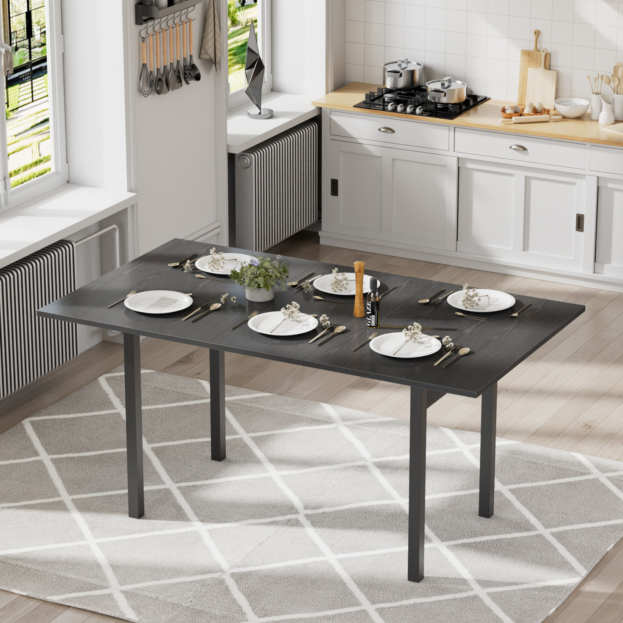 Ebern Designs Extendable Dining Room Table For 4-6 People, 63 ...