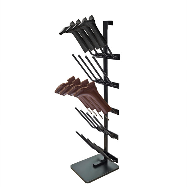 Rebrilliant 10 Pairs Boots Shoes Rack 5 Tiers Boots Organizer Black ...