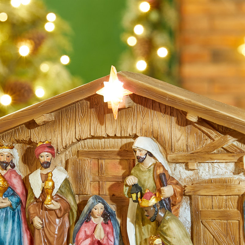 The Twillery Co. 12.5"L Lighted Resin Nativity House & Reviews ...