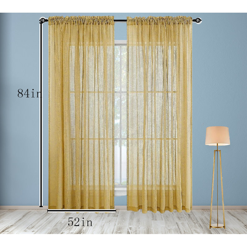 Ebern Designs Chiane Linen Semi-Sheer Sliding Panel Pair | Wayfair