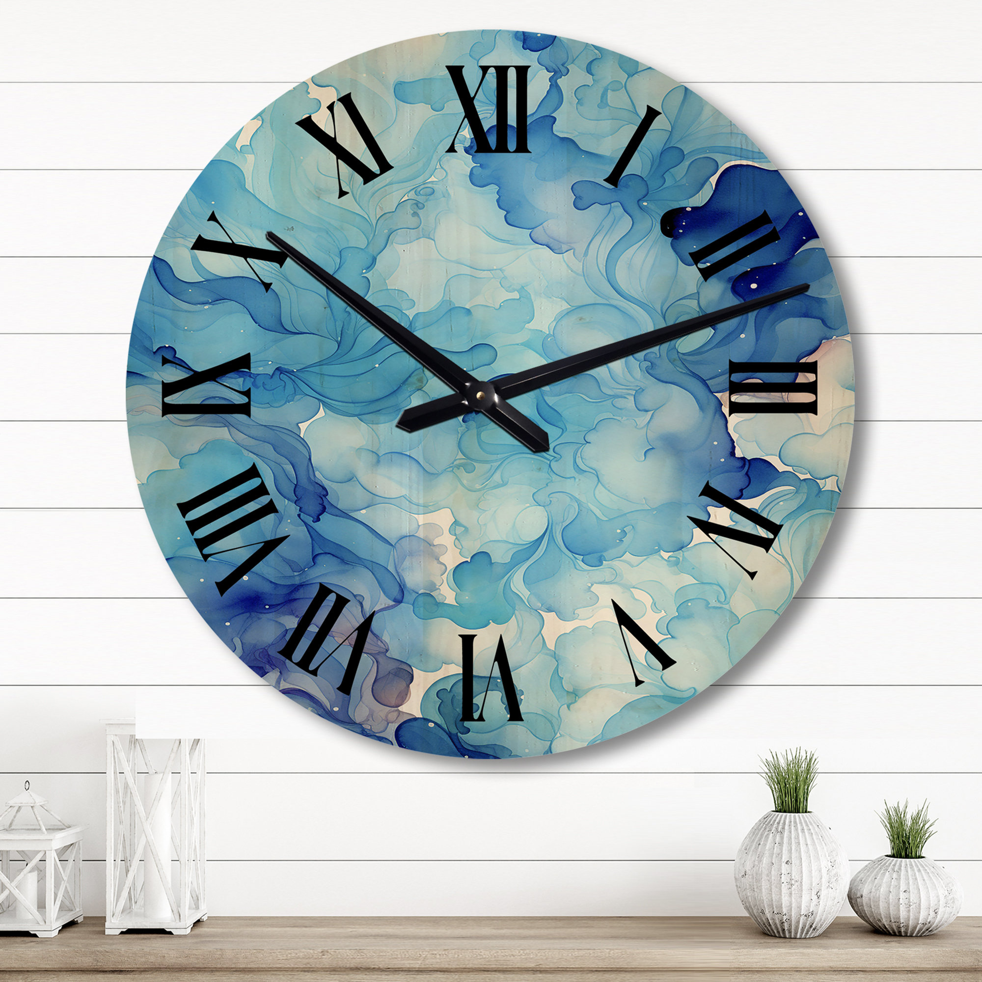 East Urban Home Watercolor Waves in Shades of Light Blue - Abstract ...