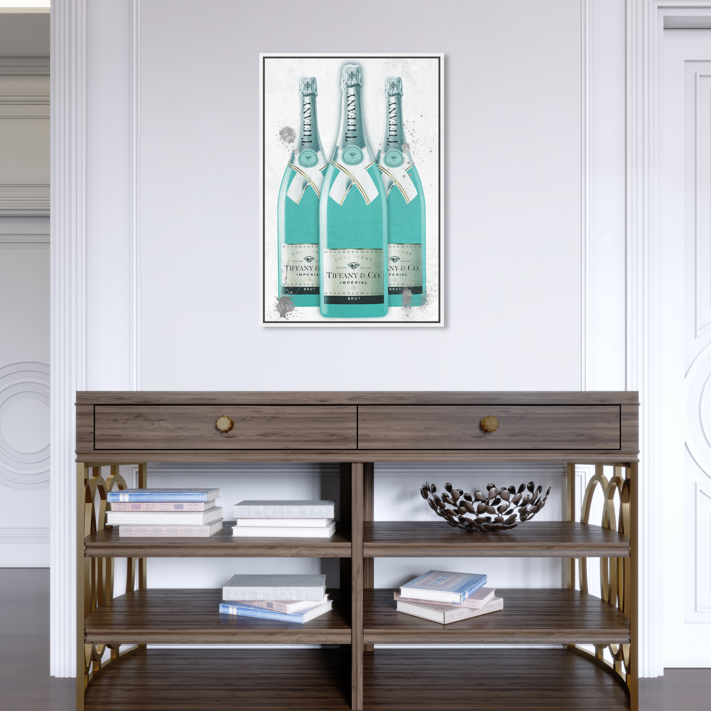 Oliver Gal Prints Diamonds and Bubbles Champagne Modern Blue - Floater ...