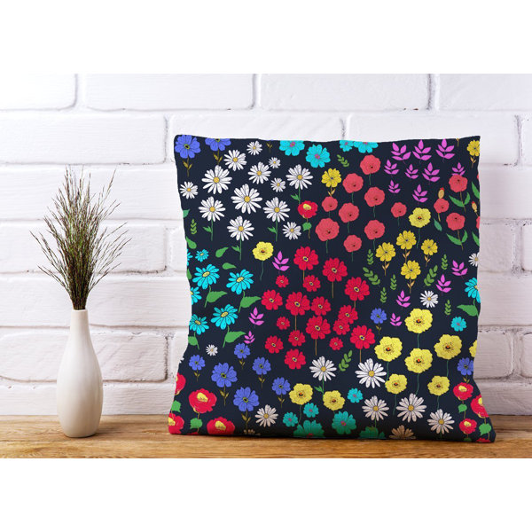 Rosalind Wheeler Rou Multicoloured Flower Floral Square Throw Cushion ...