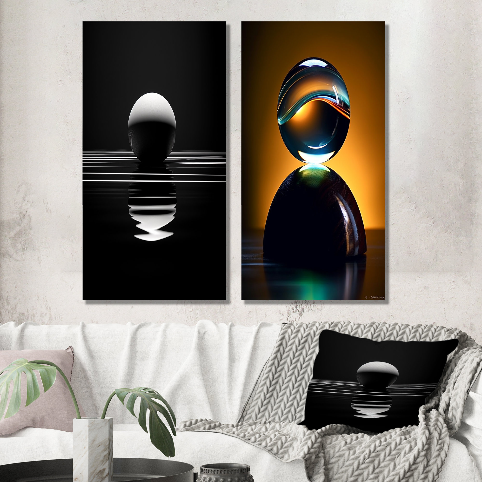 Ivy Bronx Sapphire Strike Ball Reflection - Bowling Metal Wall Art Living Room Set Of 3 | Wayfair