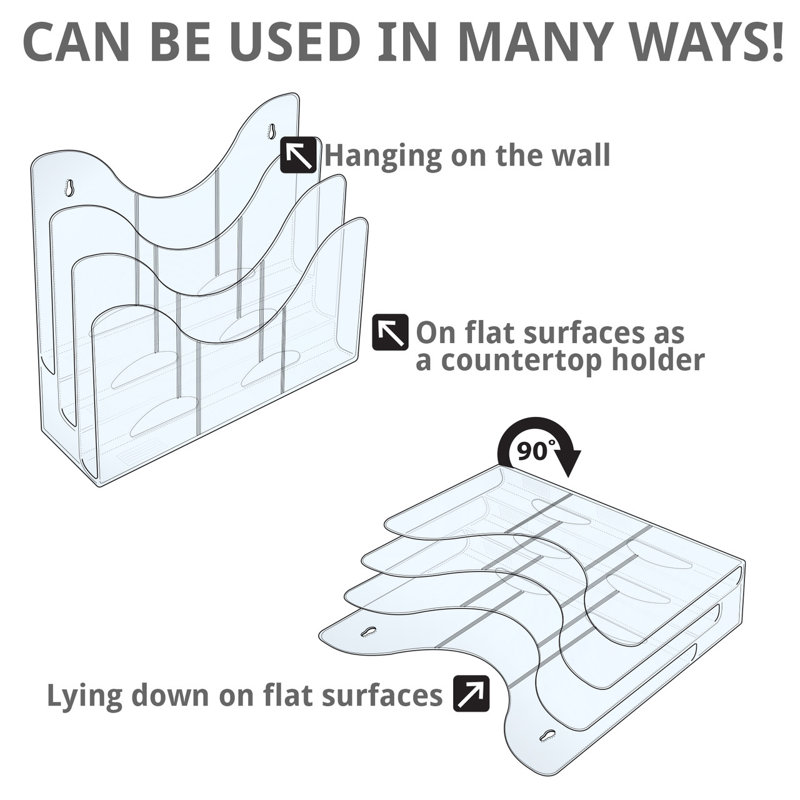 Azar Displays Three Tier File and Brochure Desktop Wall Organizer ...
