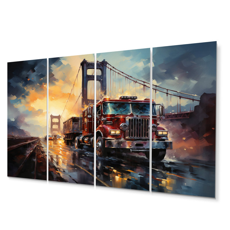 Williston Forge Fire Truck in Action - Fireman Metal Wall Art Prints ...