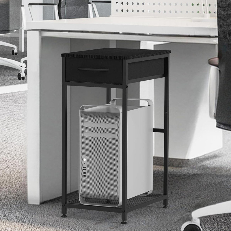 AMIZOY Computer Tower Stand PC Tower Stand with Storage Drawer 2 Tier ...