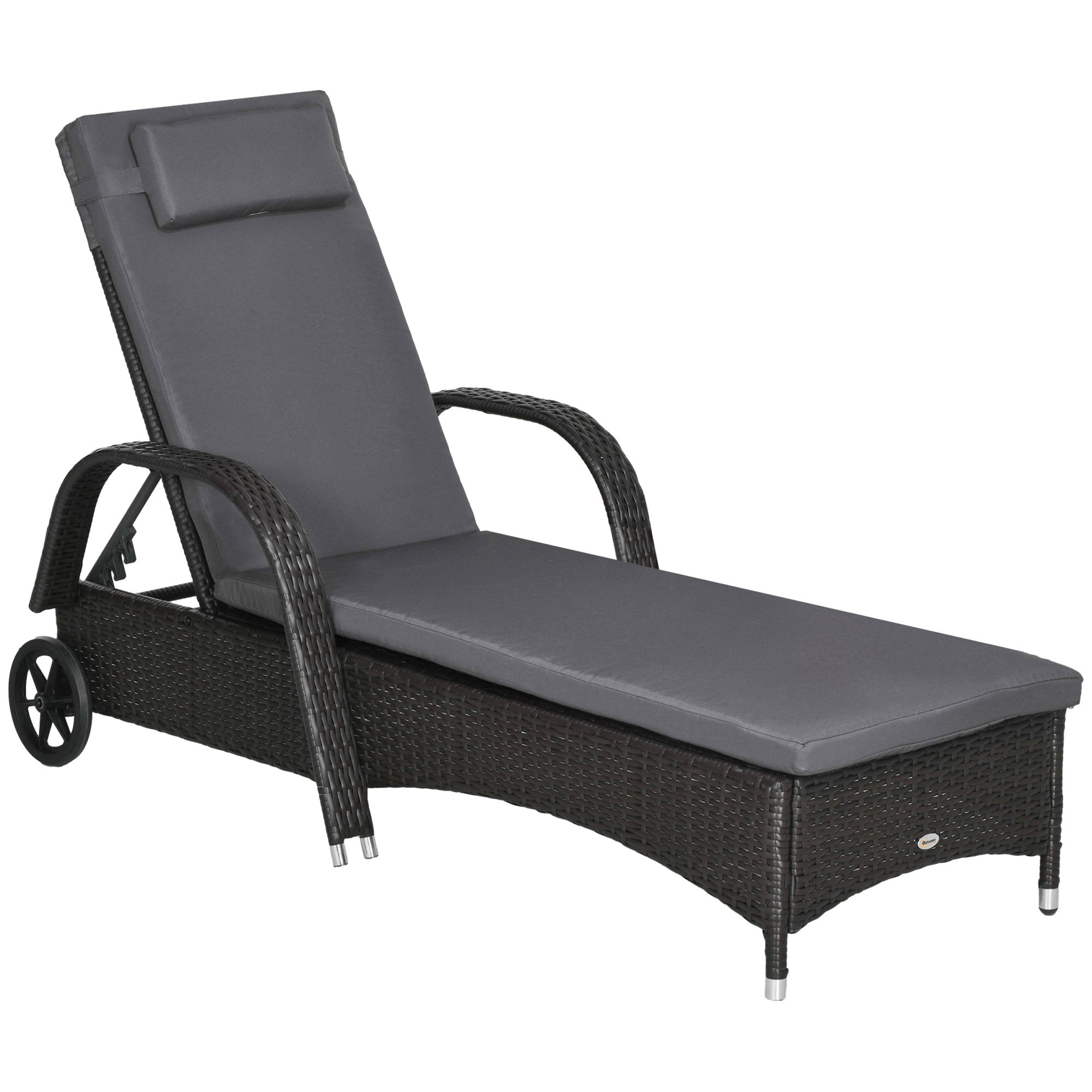 Winston Porter Rattan Chaise Lounge Chair with Headrest and Adjustable ...