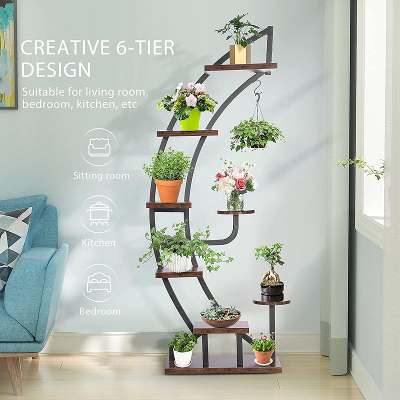 Latitude Run® 6-Tier Curved Plant Stand with Hanger & Reviews | Wayfair