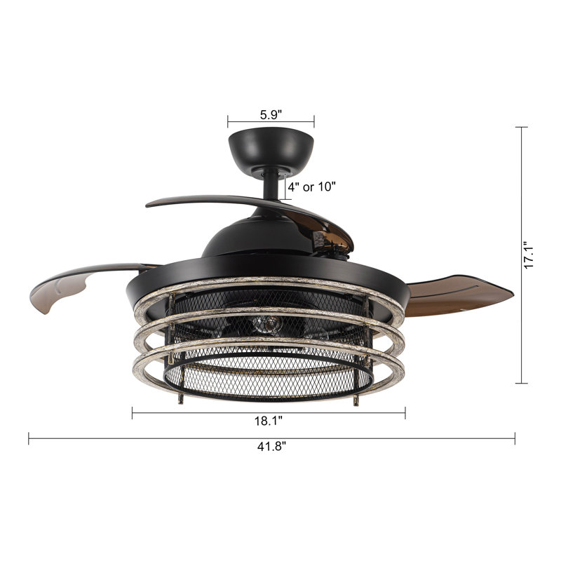 Trent Austin Design® Pinnix 42" 3 - Blade Retractable Blades Ceiling ...