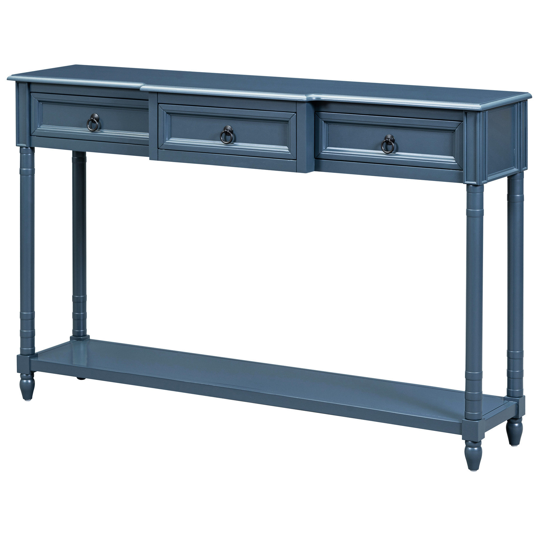 Alcott Hill® Elegant Foyer Table With Drawers And Bottom Shelf, Navy ...