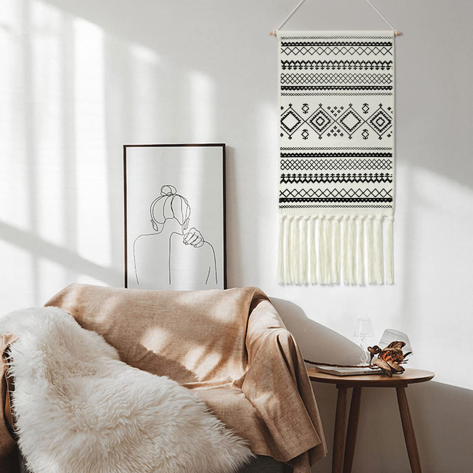 Union Rustic Macrame Woven Wall Hanging Tapestry- Boho Chic Bohemian ...