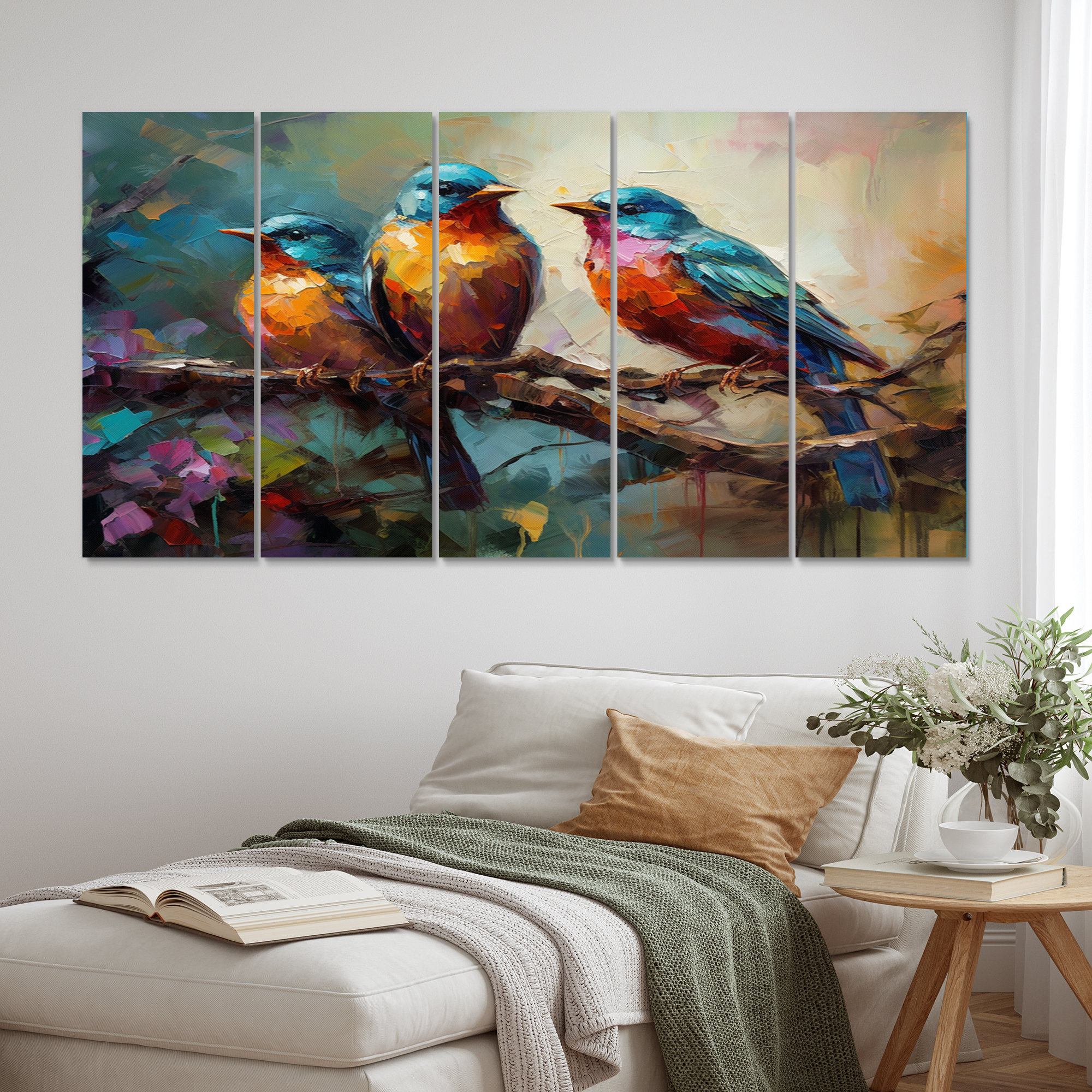 Wildon Home® Feathered Elegance I - Animals Canvas Wall Art - 5 Equal ...