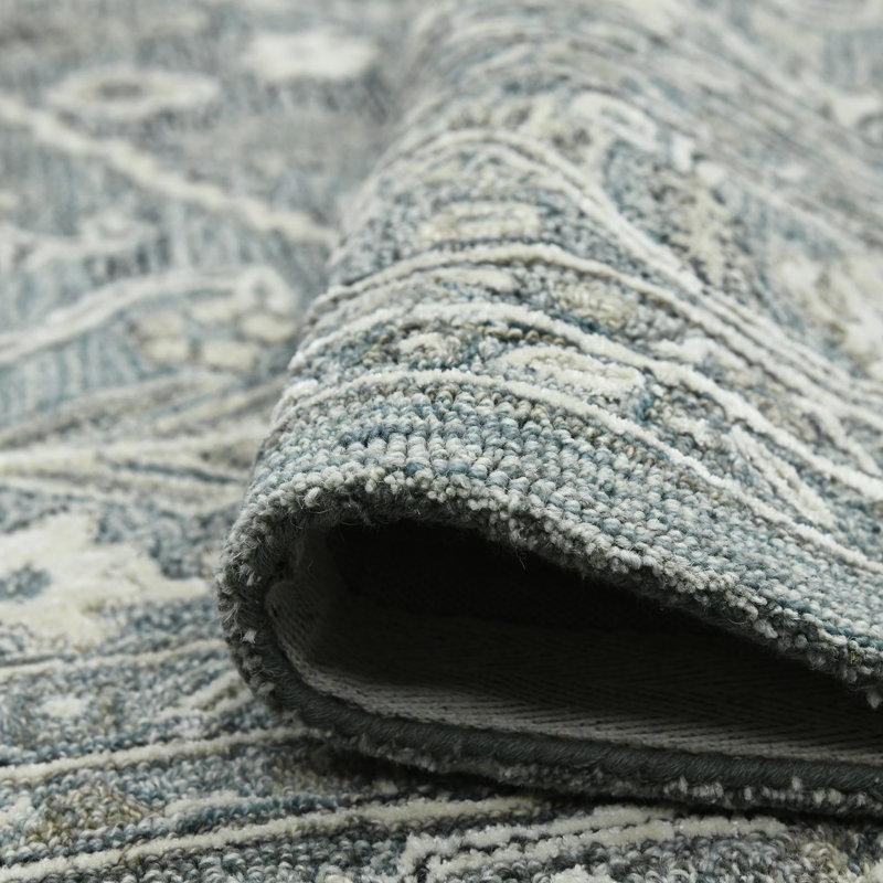 Bungalow Rose Shawsheen Handmade Hand Tufted Gray/Blue Rug | Wayfair
