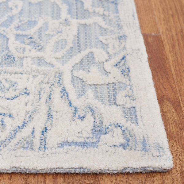 Langley Street Lafave Handmade Hand Tufted Light Blue/Ivory Rug | Wayfair