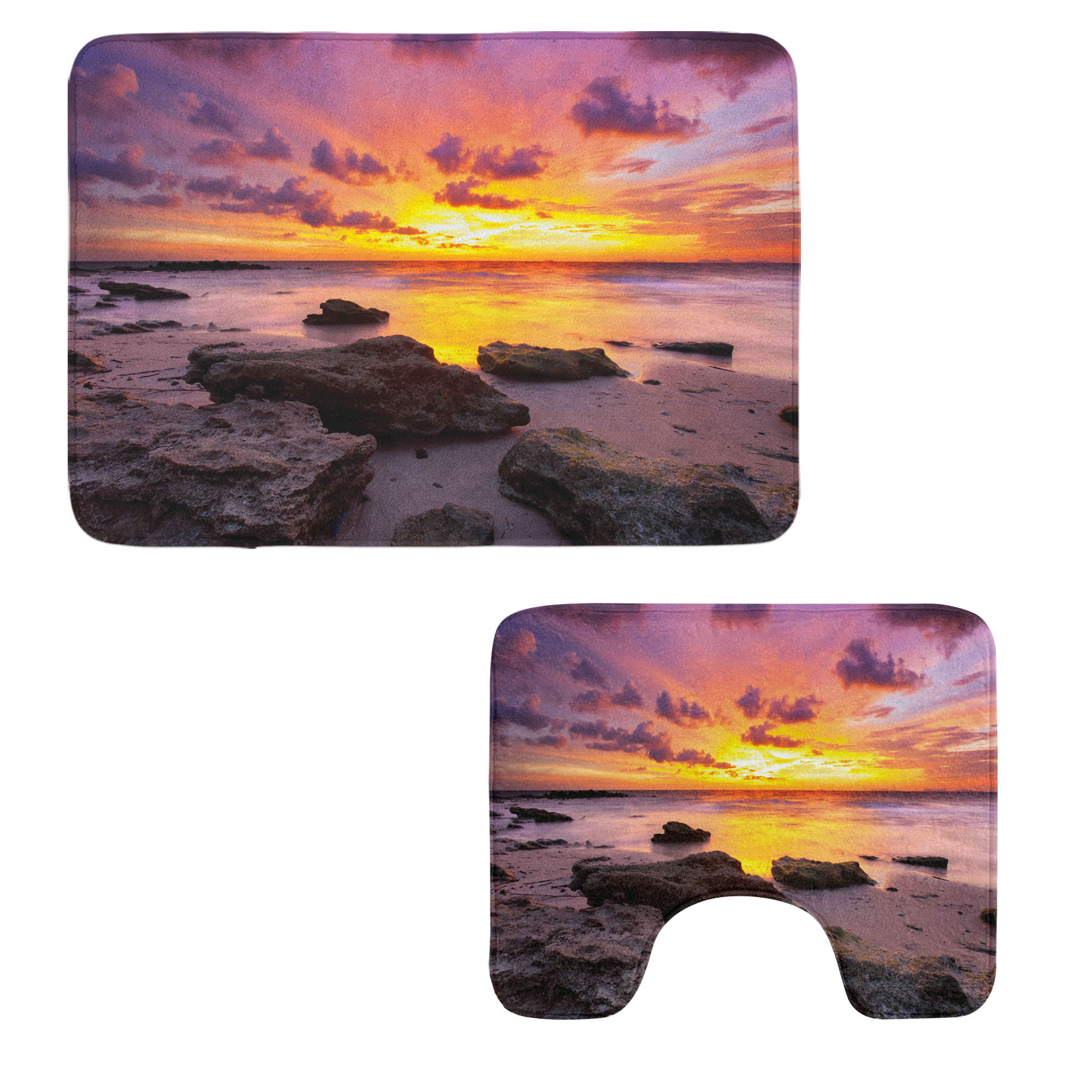 Dakota Fields Tropical Bathroom Rug Set 2 Pieces Rectangle & Contour ...