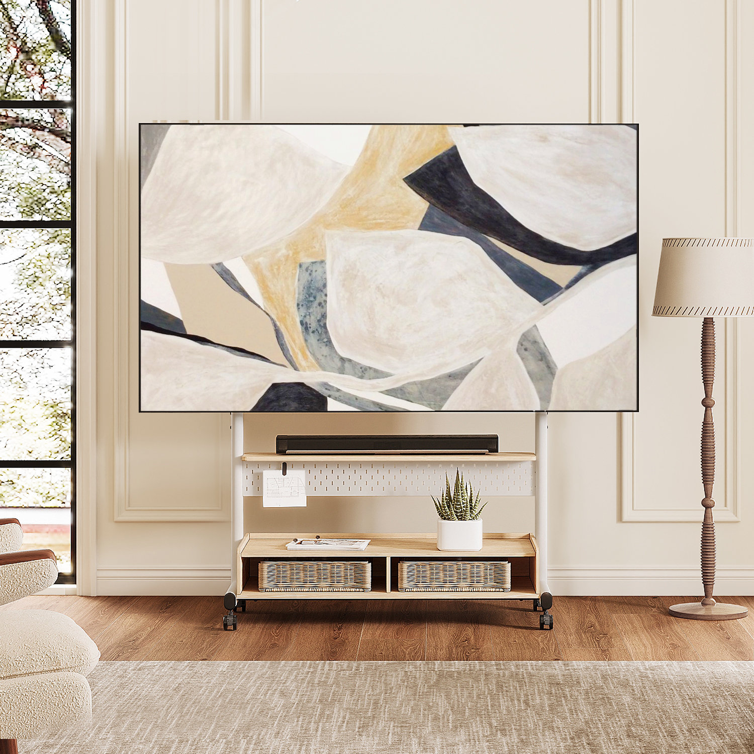 Wade Logan Charrisse Modern Mobile TV Stand Mount for 70-100 Inch TVs ...