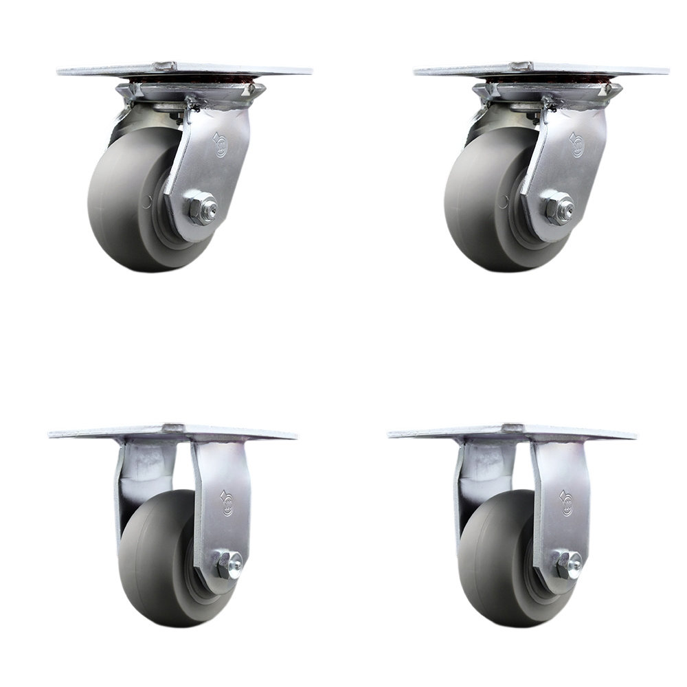 Service Caster 4 Inch Thermoplastic Caster Set with Ball Bearings 2 ...