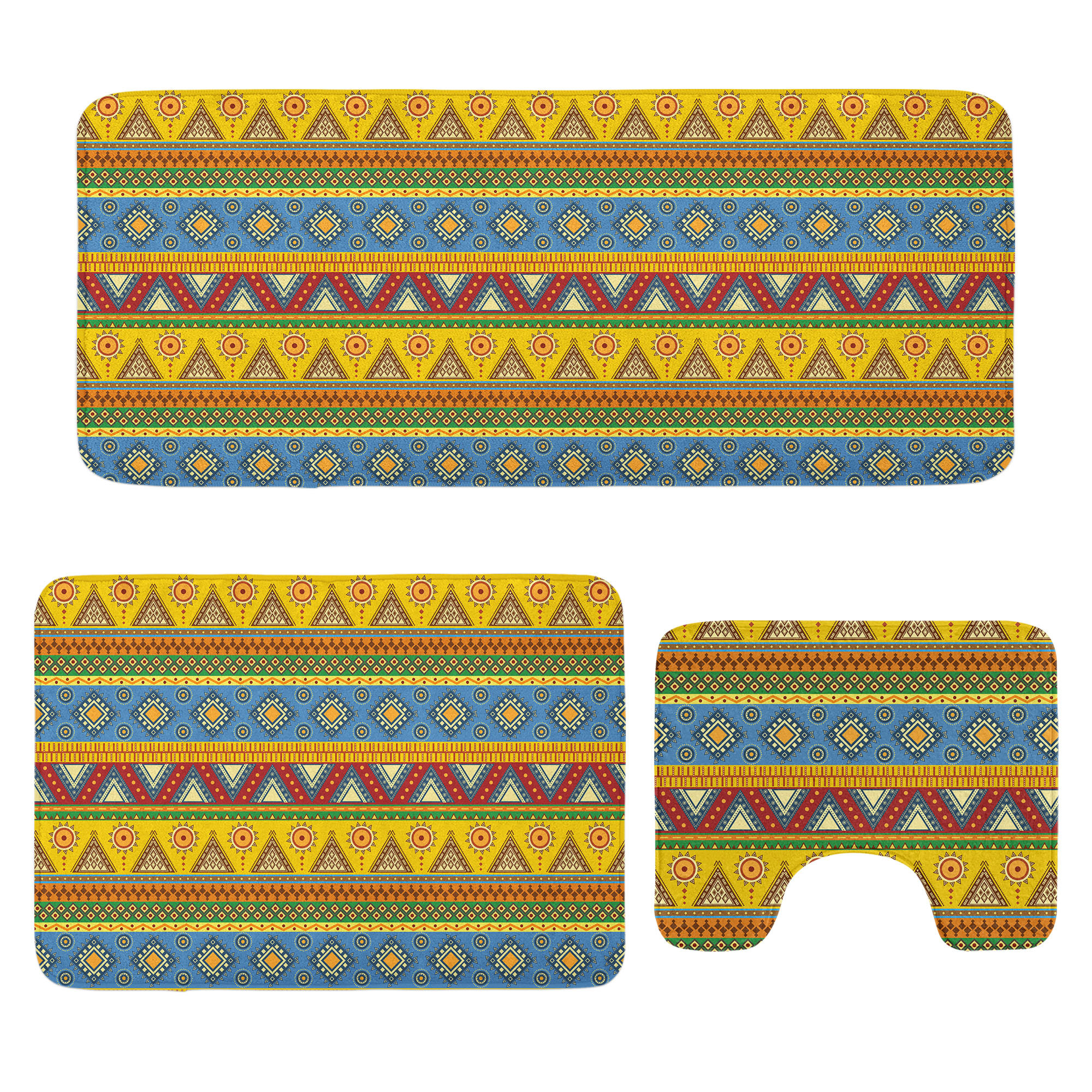 Dakota Fields Aztec Bathroom Rug Set 3 Pieces U-Shape & Rectangle Mats ...