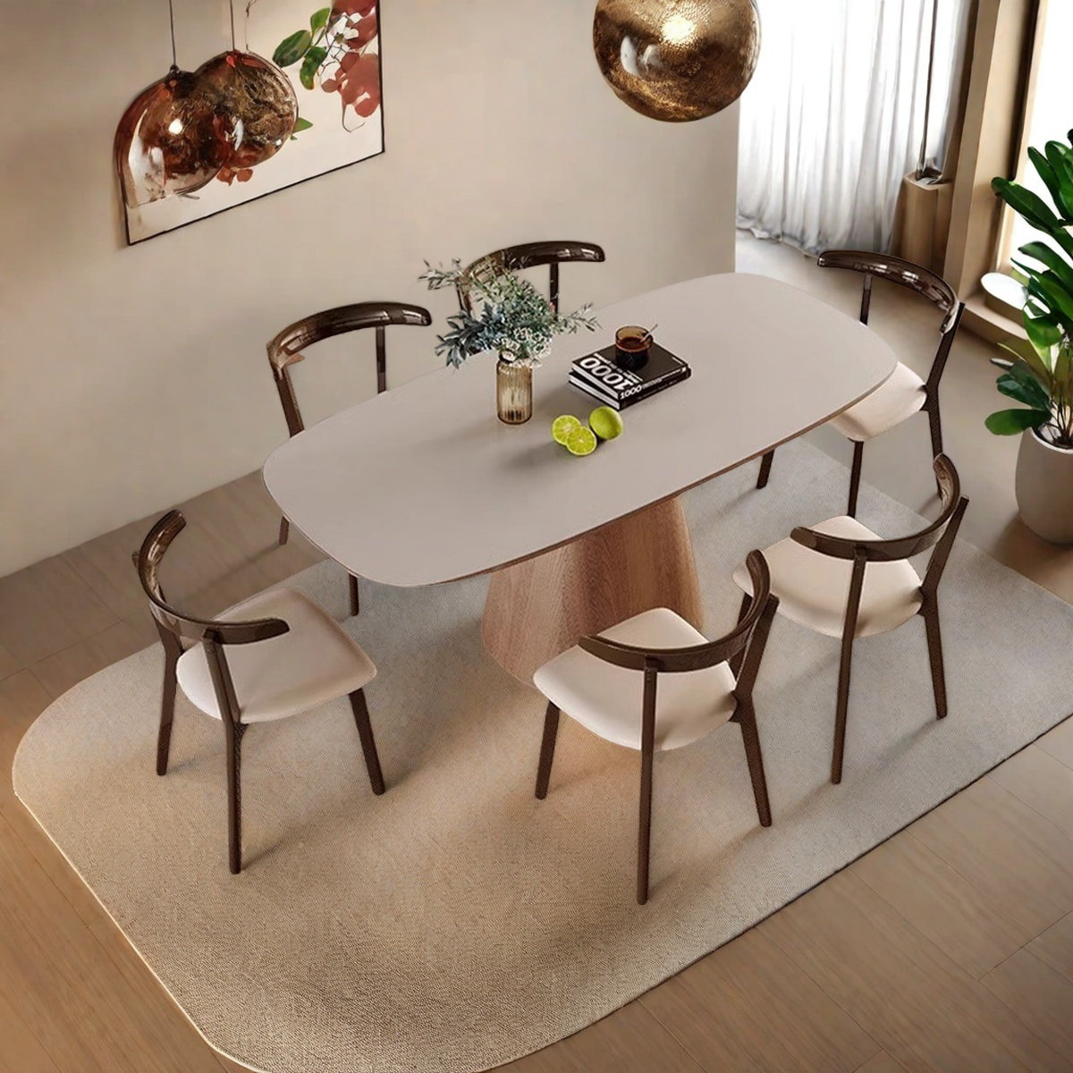 dujinlong home Creamy Pure Tone Dining Table | Wayfair