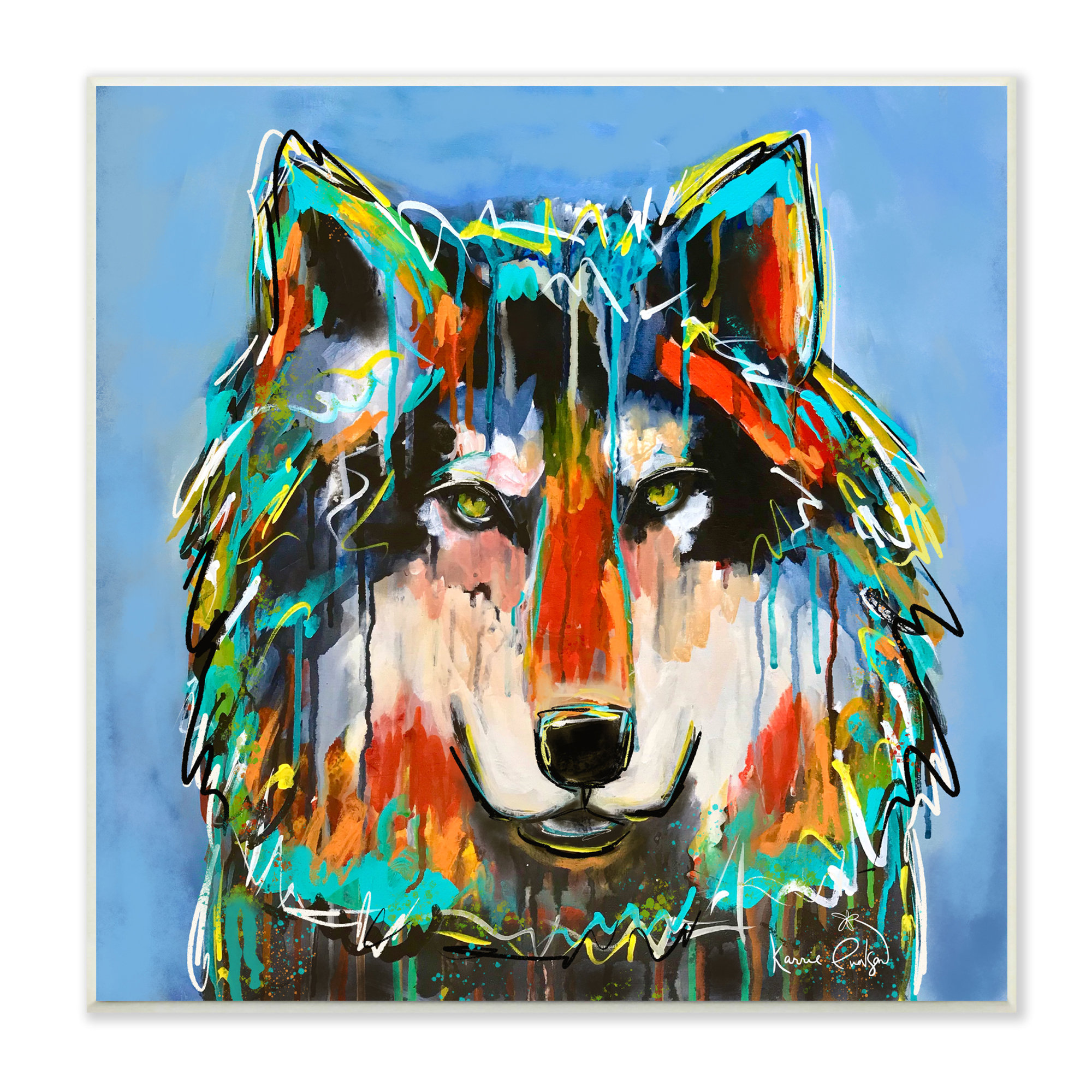 Stupell Industries Bold Wolf Dripping Paint Saturated Graffiti Street ...