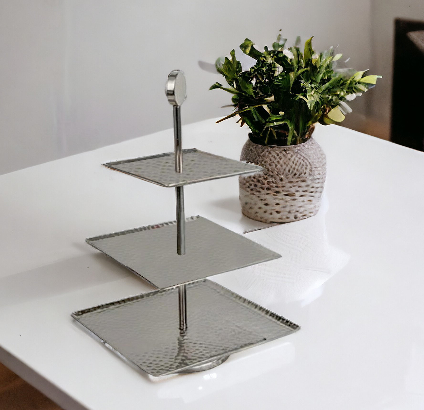 Latitude Run® Hammered Square Shaped Three Tier Stand | Wayfair